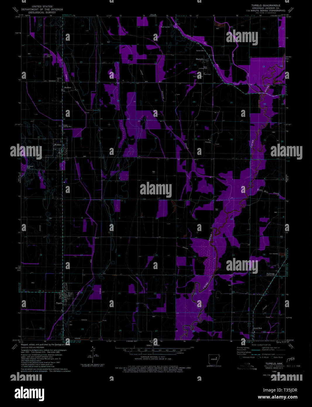 Map of tupelo hi-res stock photography and images - Alamy