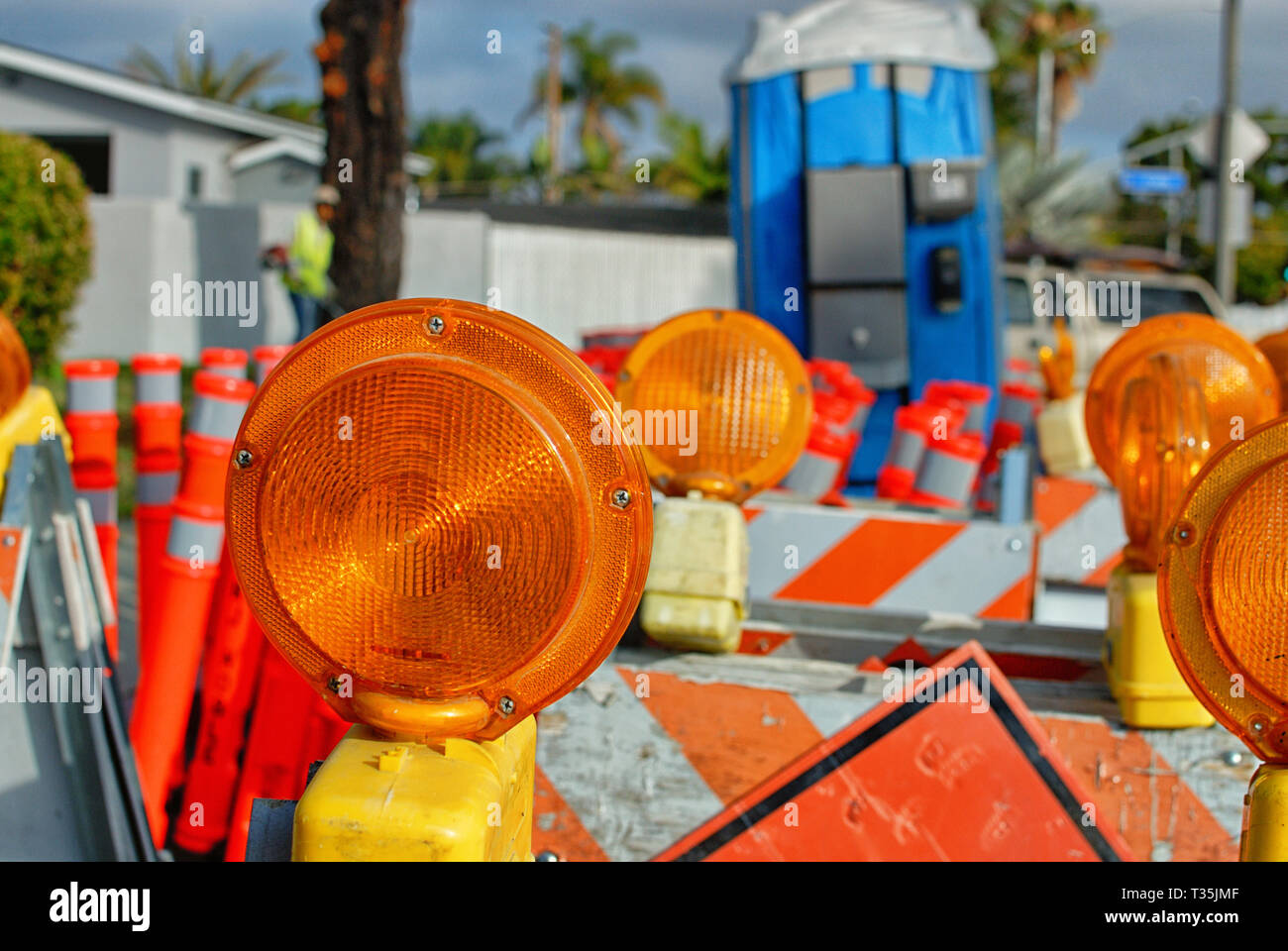 Roadwork essentials and traffic control tools Stock Photo - Alamy