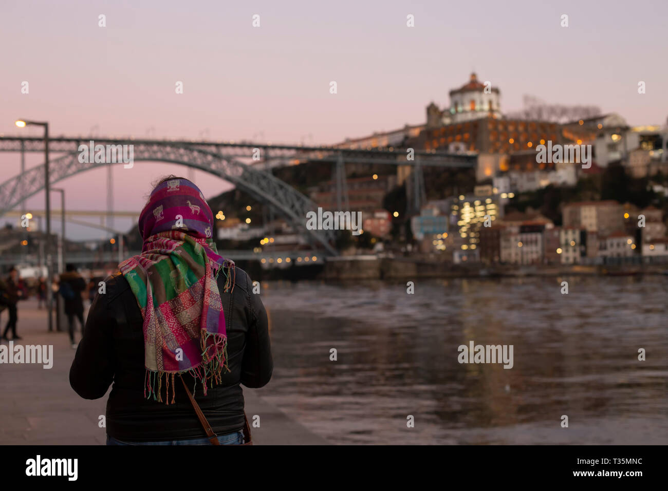 Rear view of a muslim woman in Porto Stock Photo - Alamy