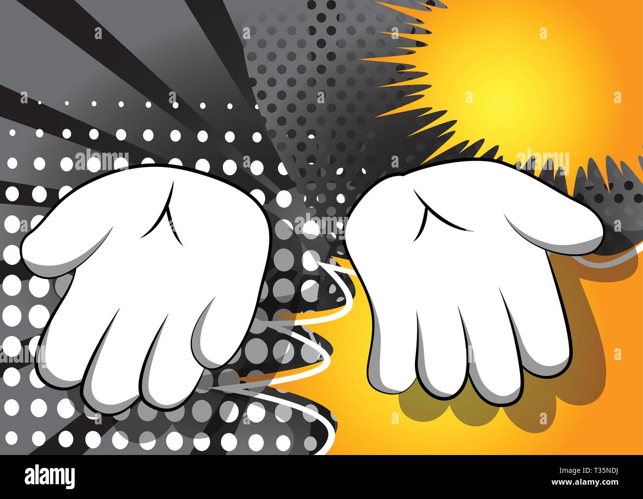 Vector cartoon empty hands. Illustrated hand sign on comic book ...