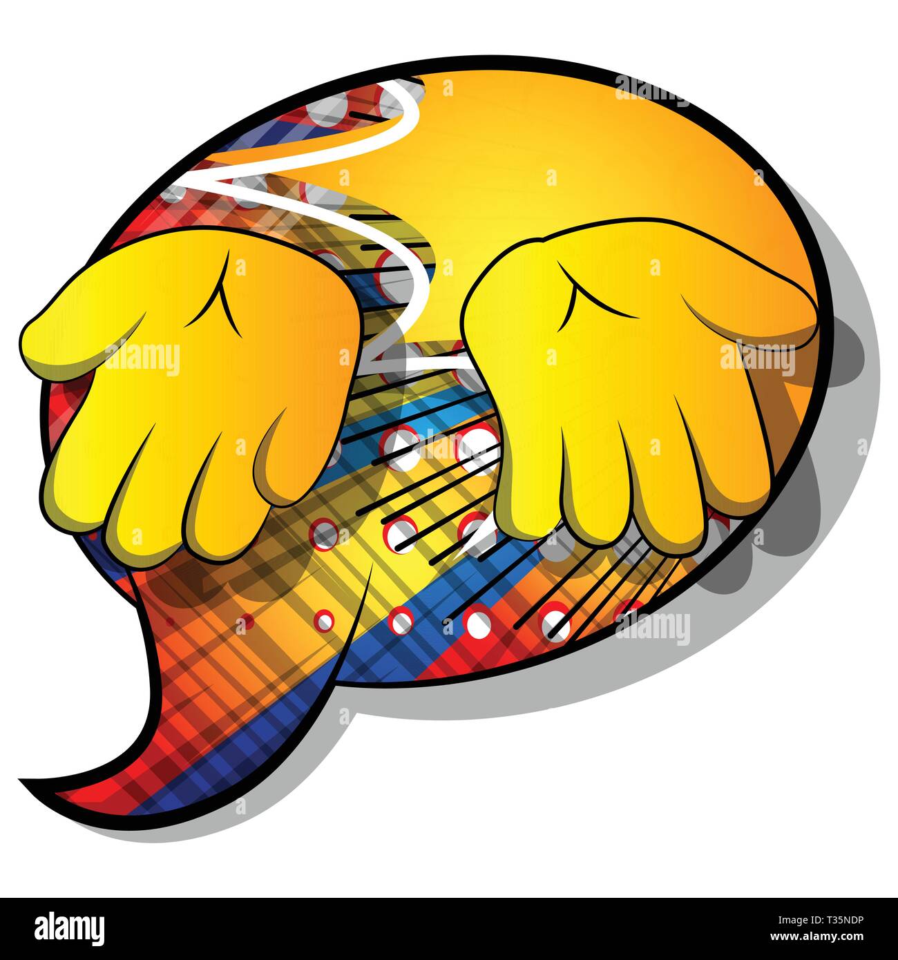 Vector cartoon empty hands. Illustrated hand sign on comic book ...
