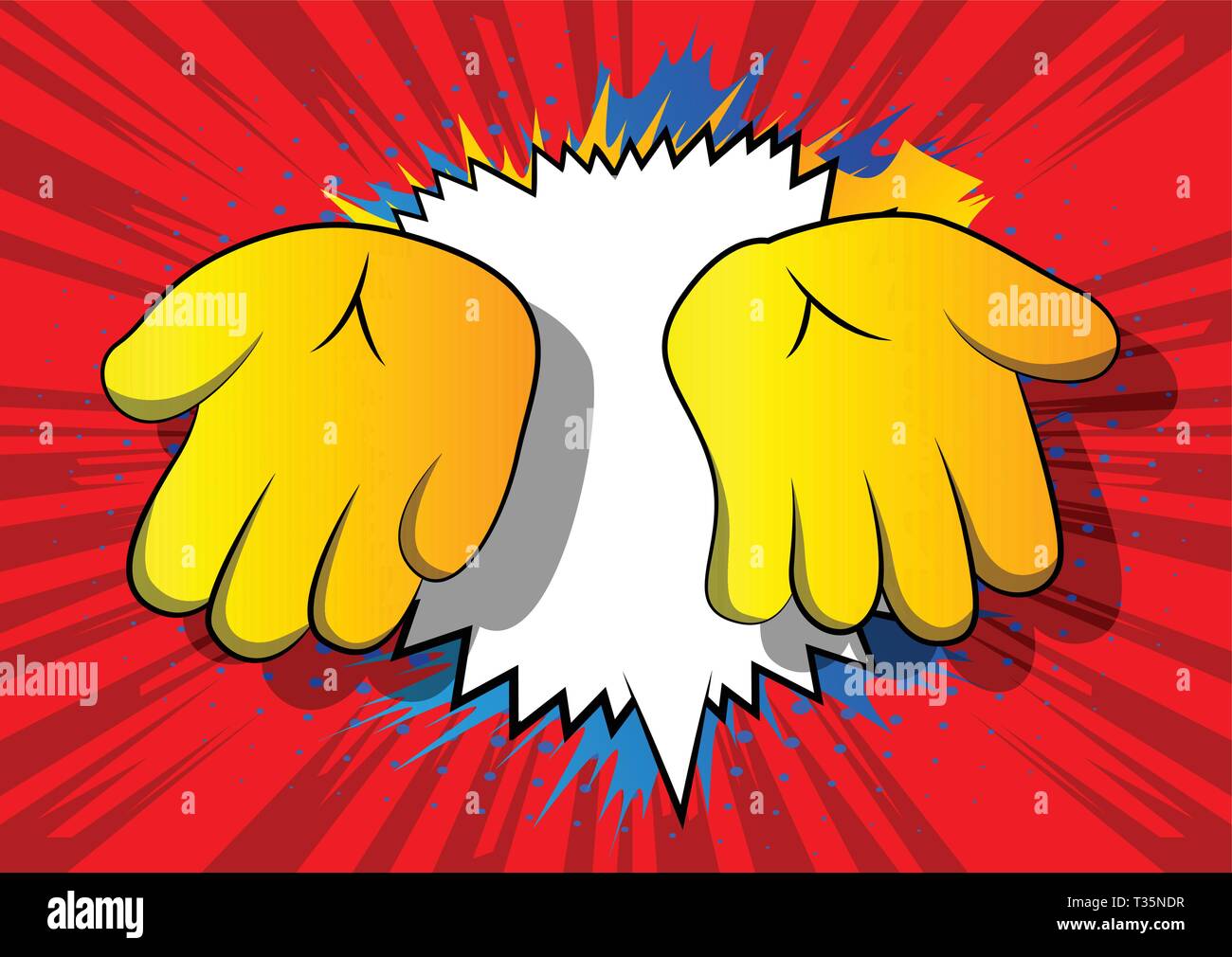 Vector cartoon empty hands. Illustrated hand sign on comic book ...