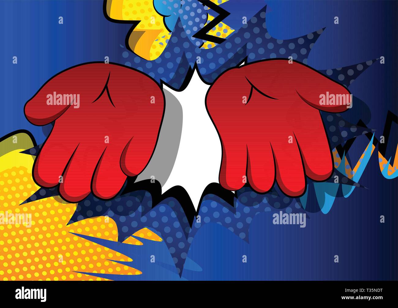 Vector cartoon empty hands. Illustrated hand sign on comic book ...
