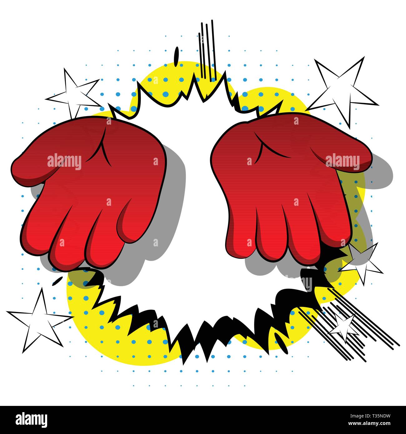 Vector cartoon empty hands. Illustrated hand sign on comic book ...