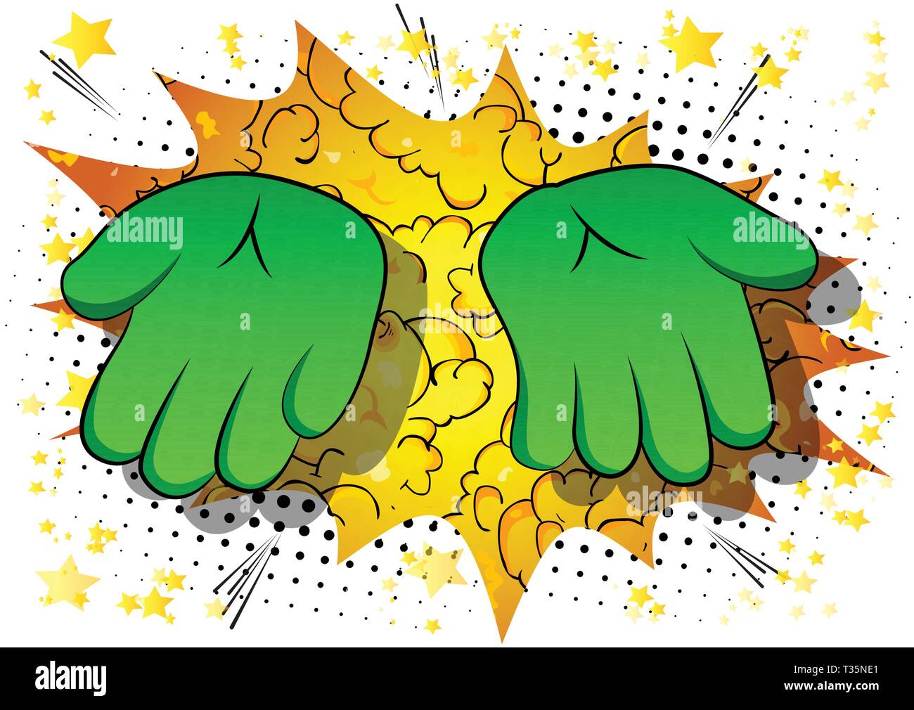 Vector cartoon empty hands. Illustrated hand sign on comic book ...