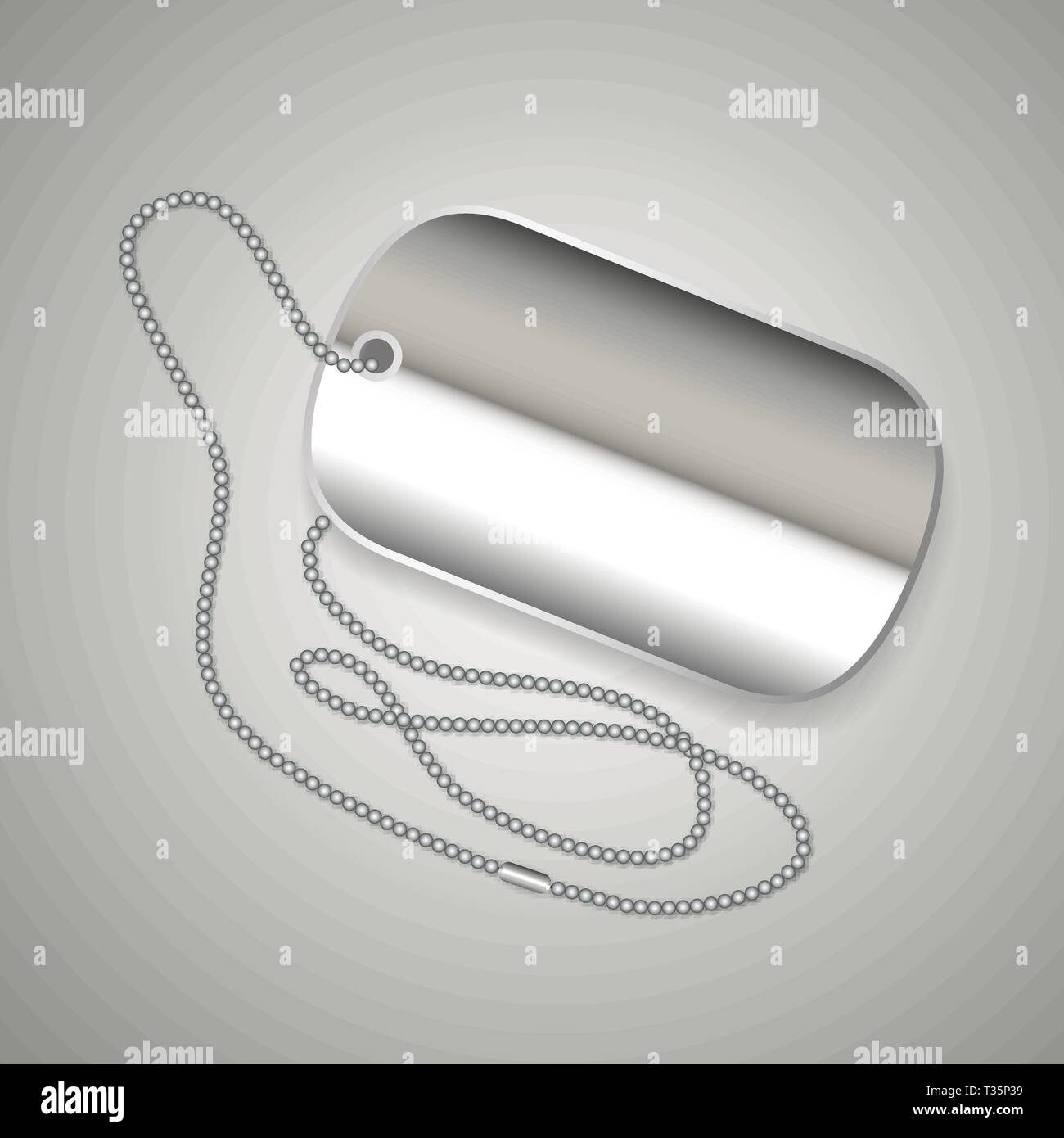 Realistic metal dog tag and chain on grey background with shadow ...