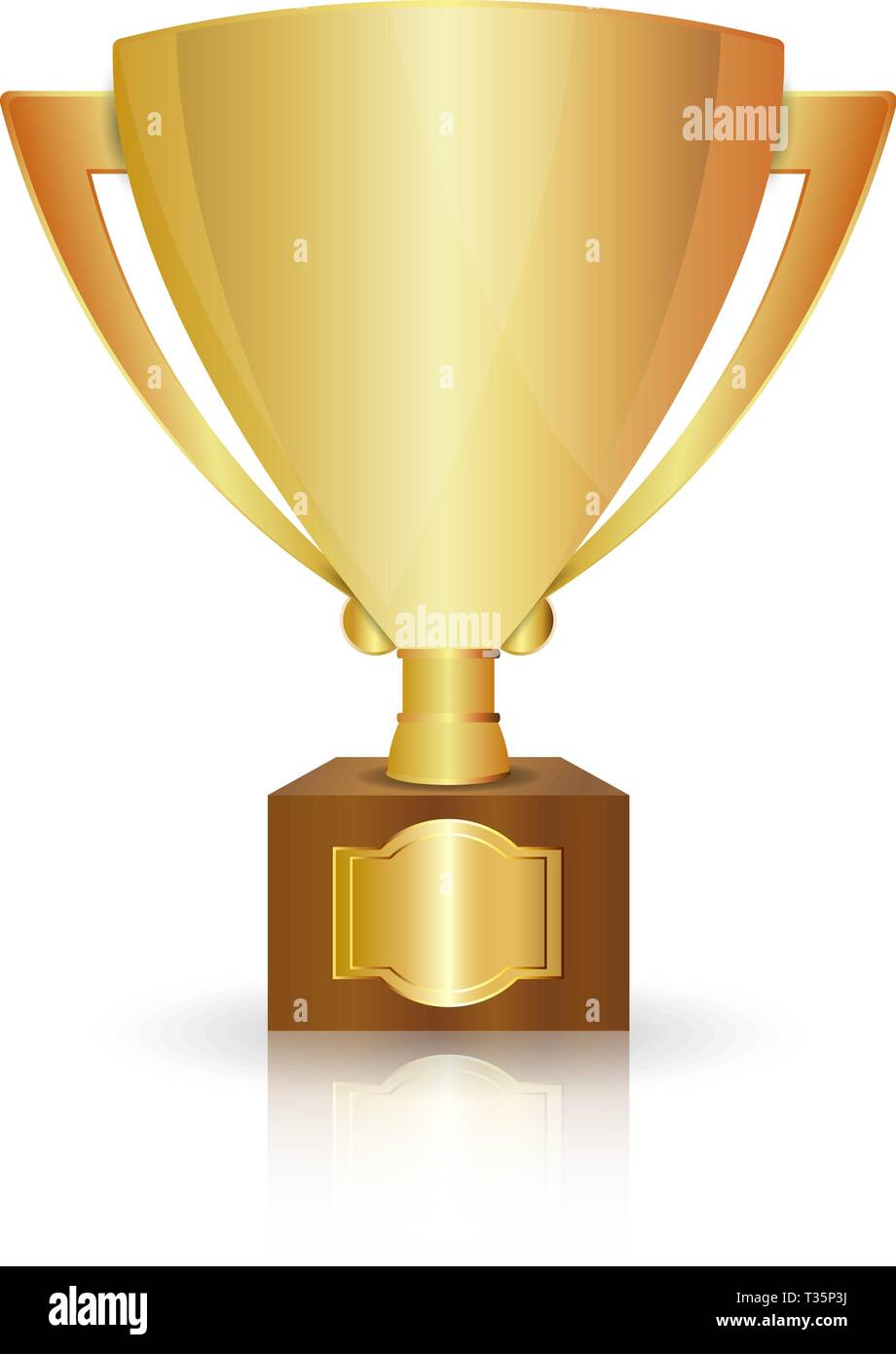 Winner gold cup isolated on white background with reflection, vector ...