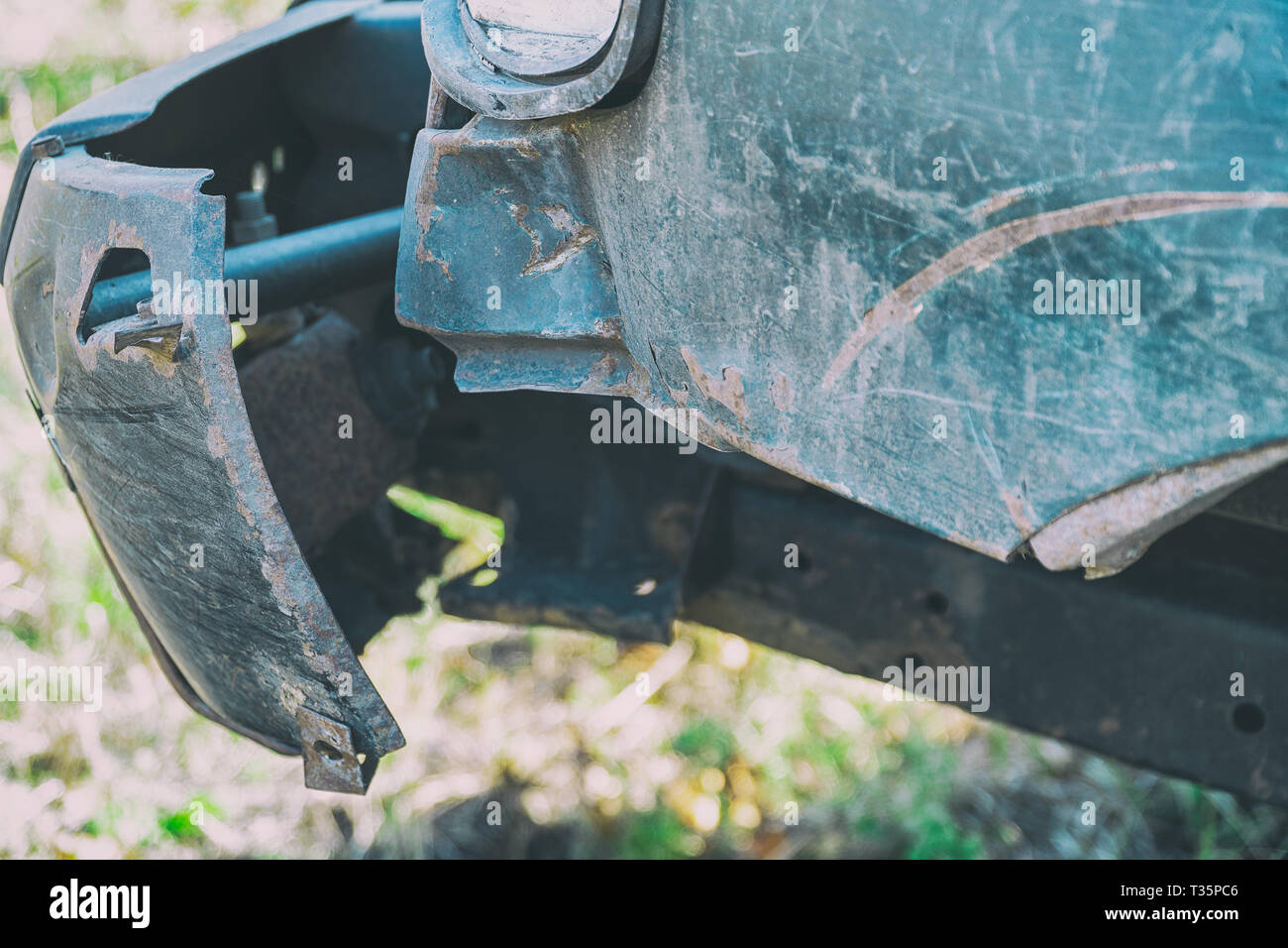 Damaged front bumper on car Stock Photo - Alamy
