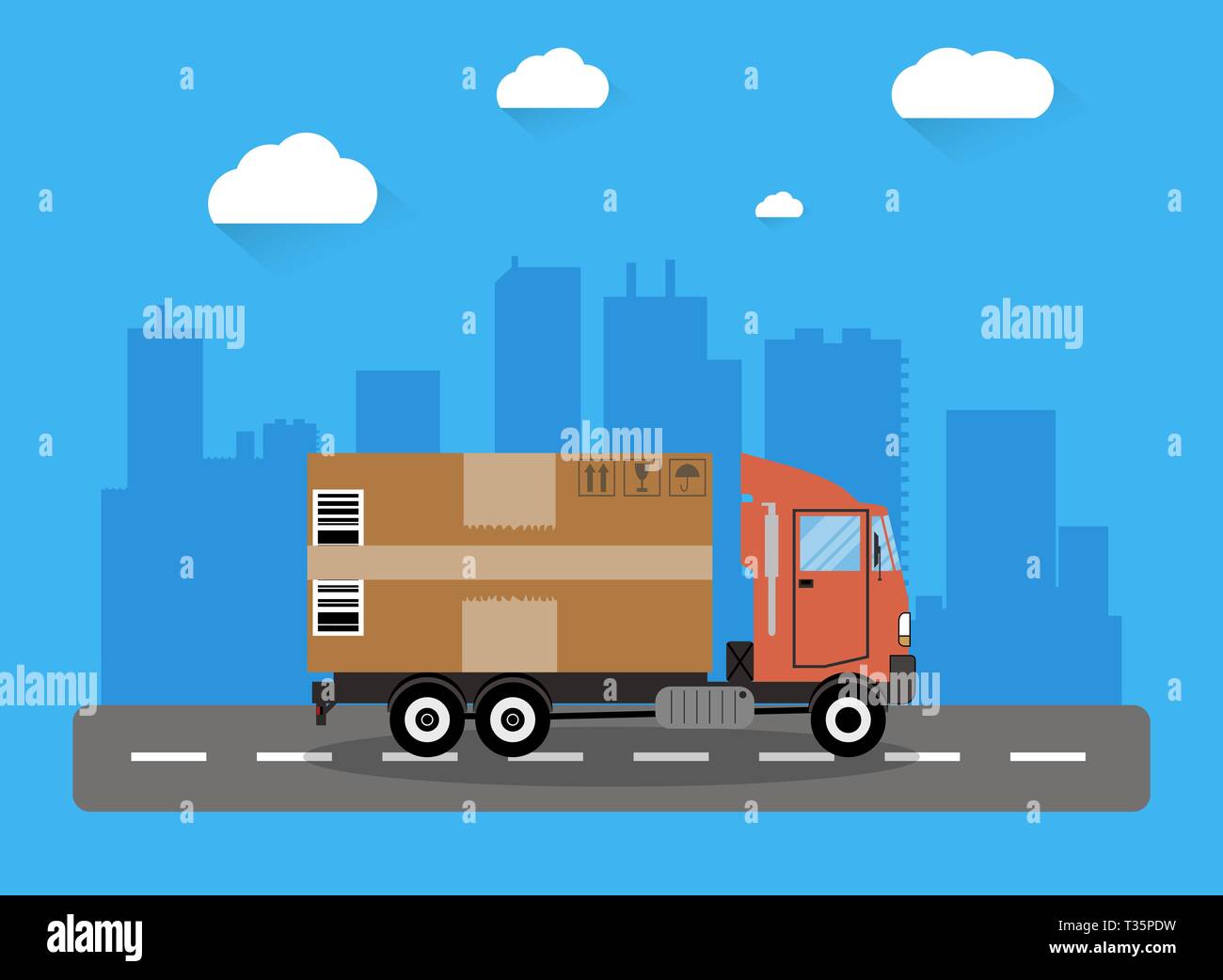 Red Delivery Truck Vector