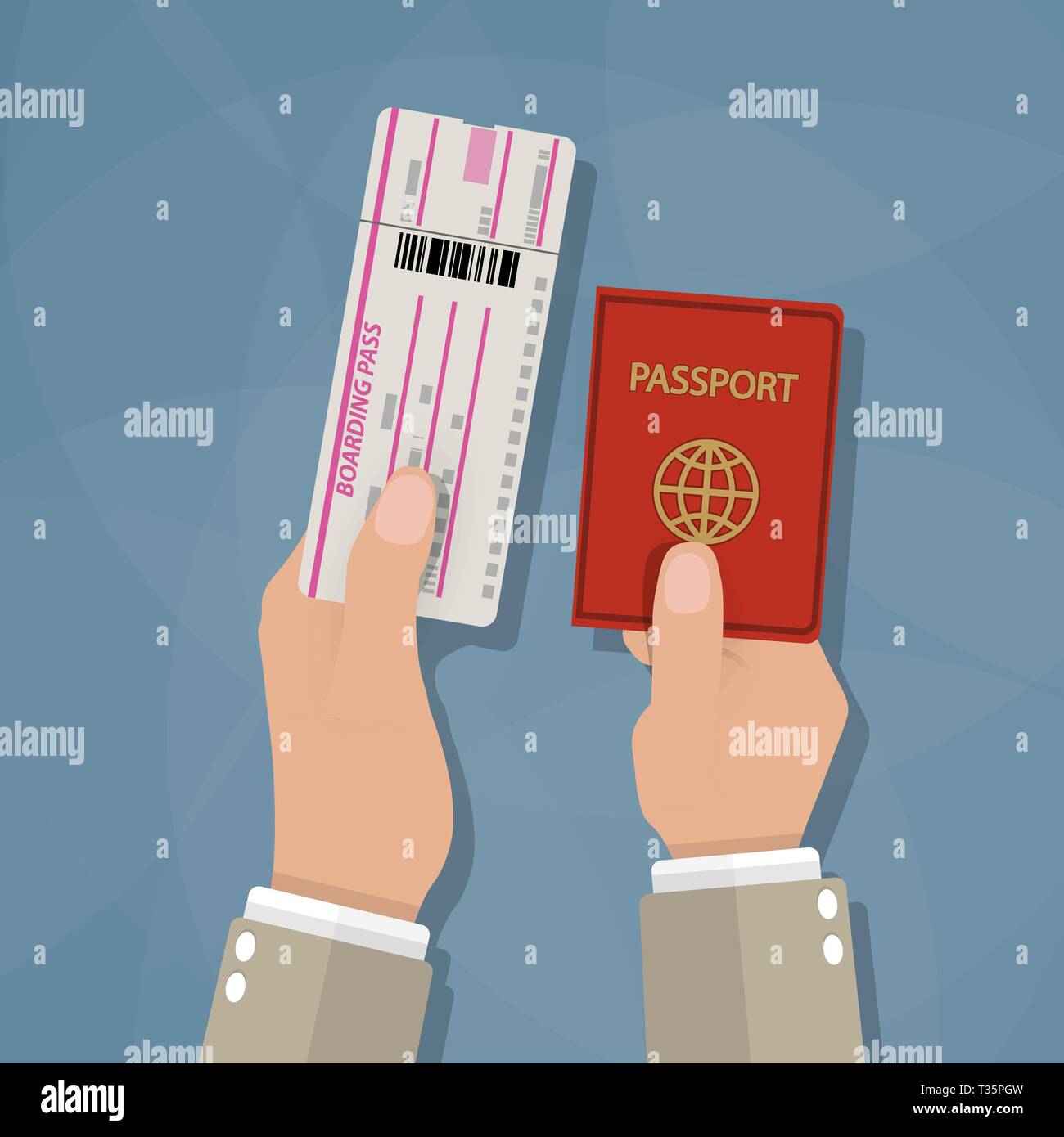 Boarding Pass And Passport In Hands Travel Concept Vector