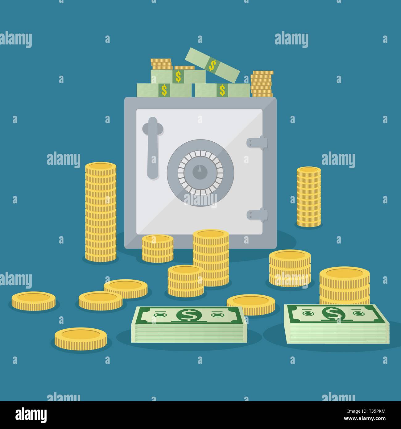 Silver coins stacked Stock Vector Images - Alamy
