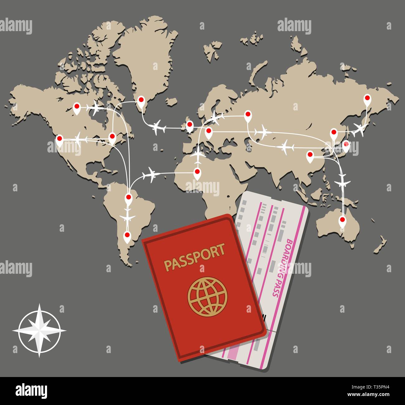 Globe flight routes hi-res stock photography and images - Alamy