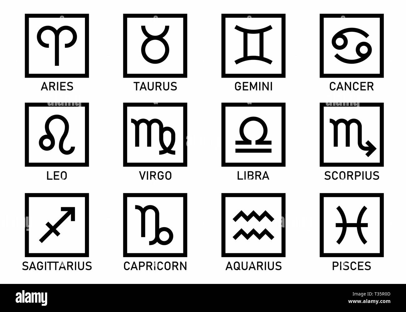 Zodiac signs illustration hi-res stock photography and images - Alamy