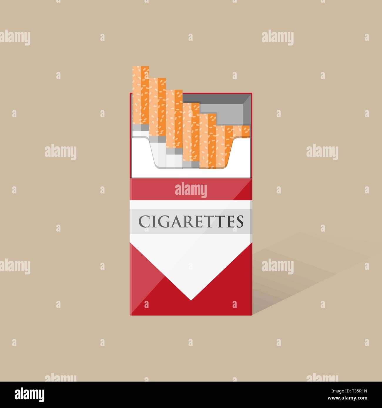 Open white red cigarettes pack box with shadow. vector illustration in ...