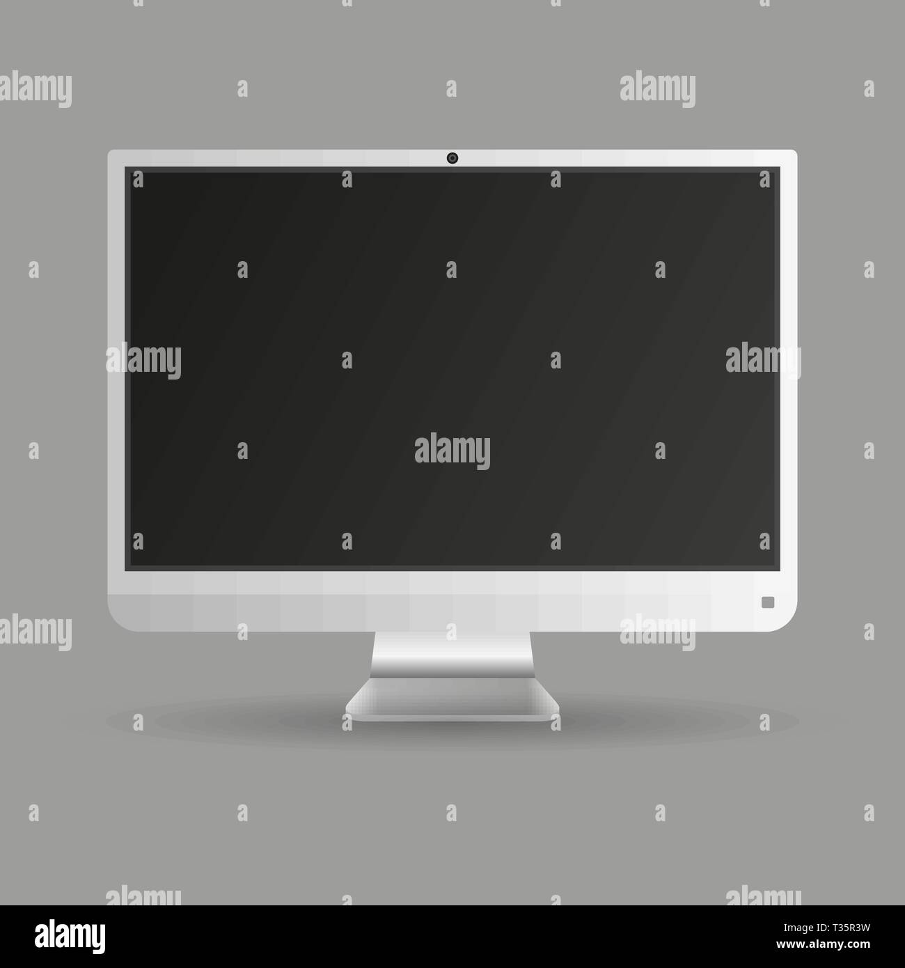 realistic silver computer screen display isolated on grey background ...
