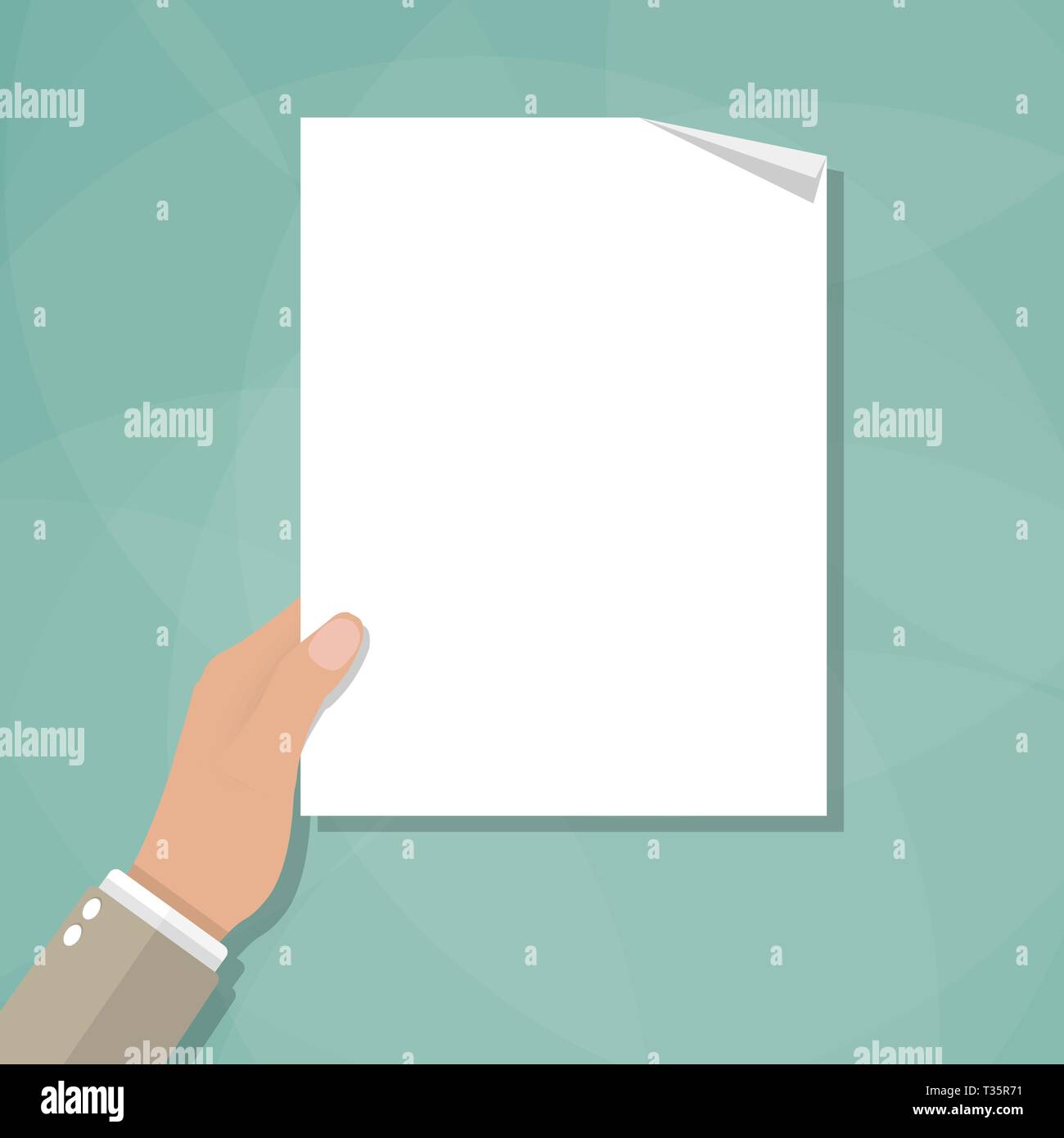 Cartoon businessman hand holding empty blank paper. vector illustration ...