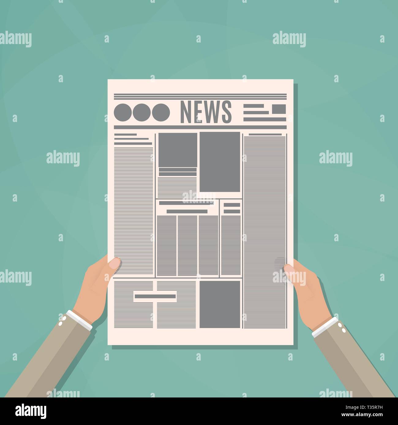 cartoon Hands of Businessman holding a daily newspaper. vector ...