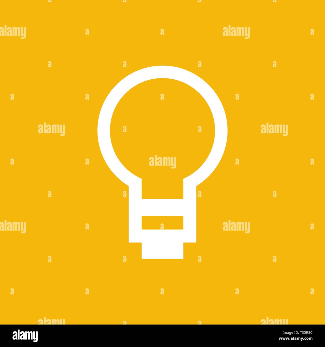 Simple white Light bulb icon. idea. vector illustration on yellow ...