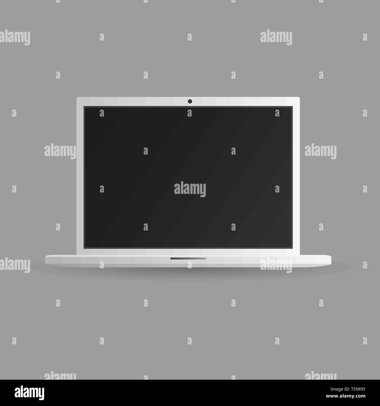 realistic silver laptop computer isolated on grey background. vector ...