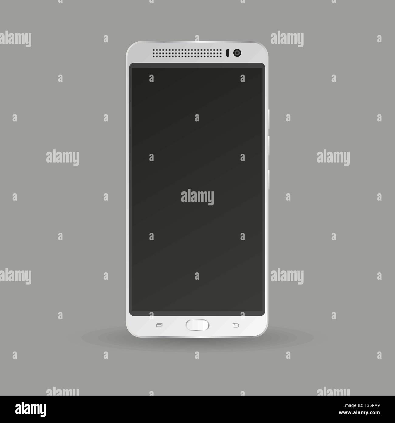 realistic silver smartphone isolated on grey background. vector ...