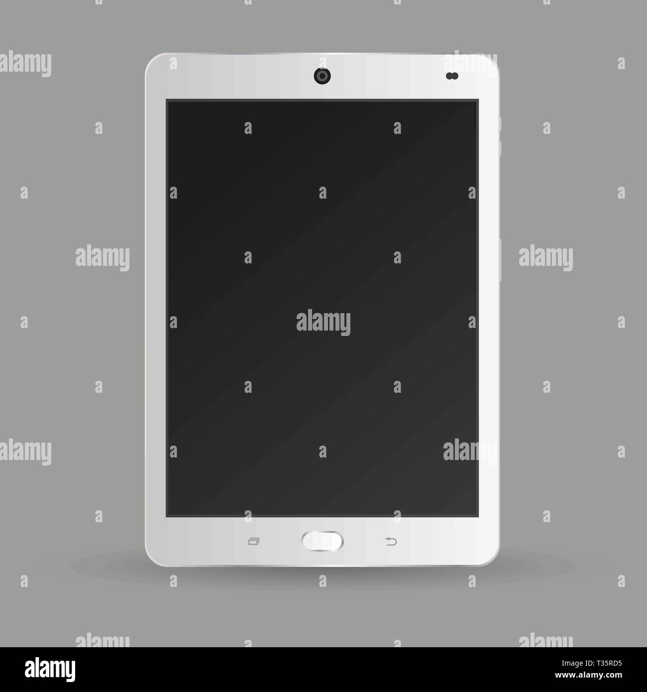 realistic silver tablet pc isolated on grey background. vector ...