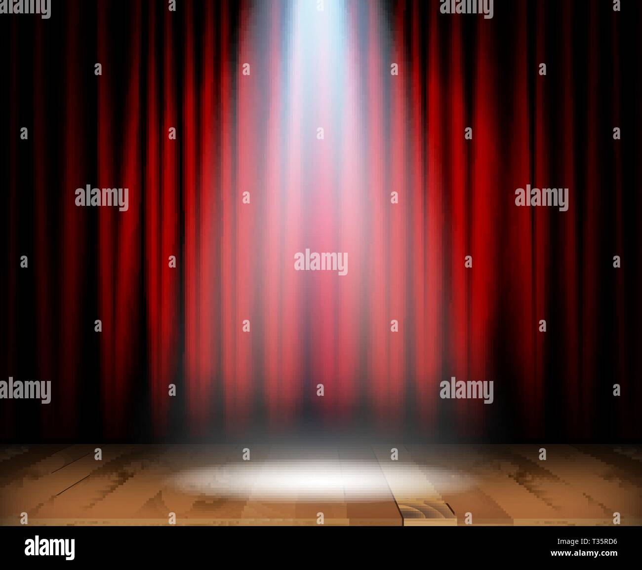 Red Curtain Spotlight A Dazzling Red Velvet Stage Curtain Draws Back