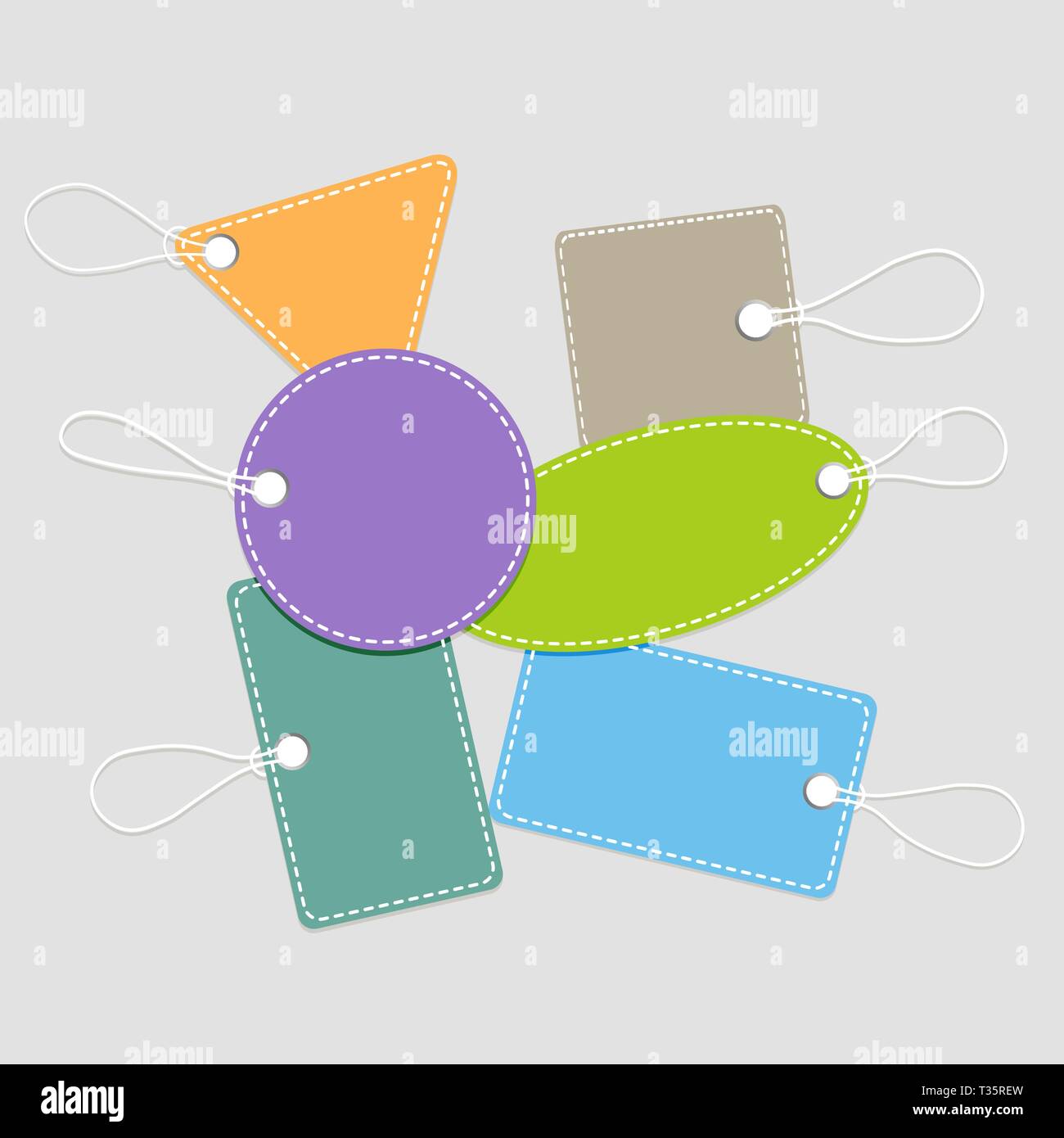 Empty Retro Colorful Labels with Strings Isolated on light Background ...