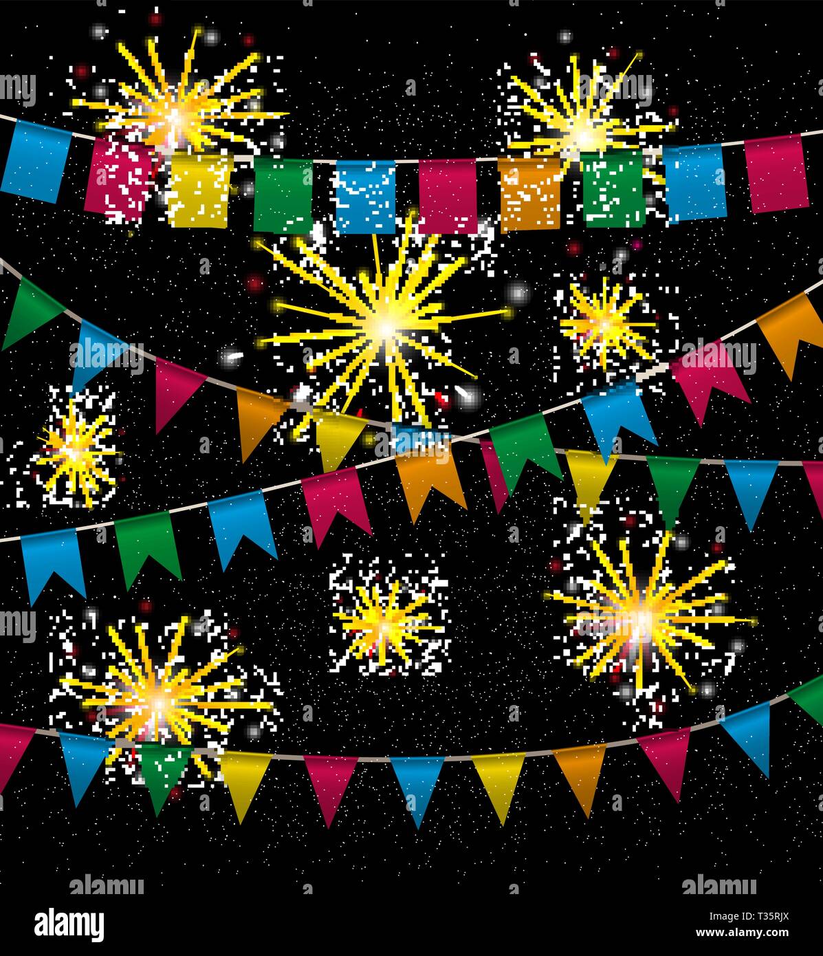 Color pennant bunting collection triangular and square red, yellow ...