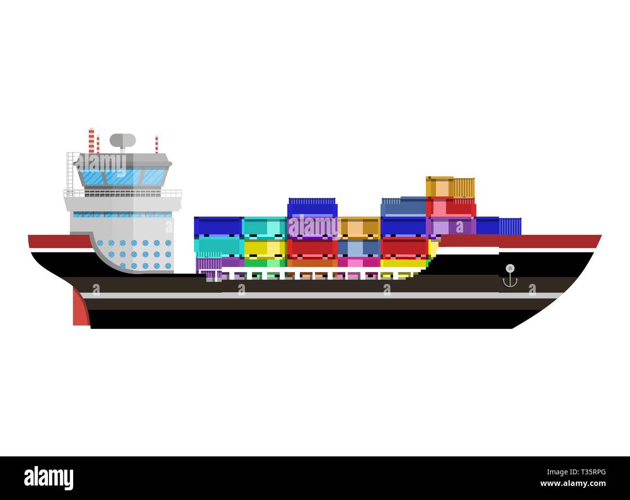 Cargo Ship Vector 9+ Thousand Container Ship Vector Front Royalty Free