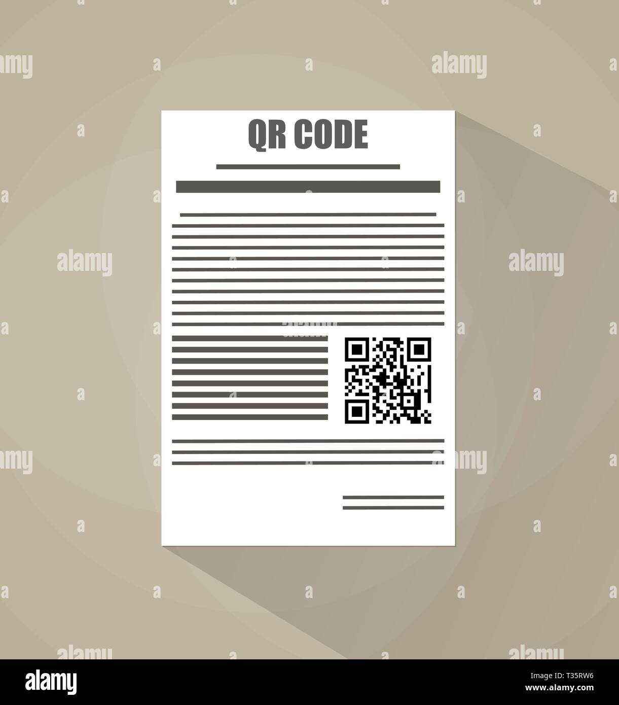 White paper blank document with Qr code. vector illustration in flat ...