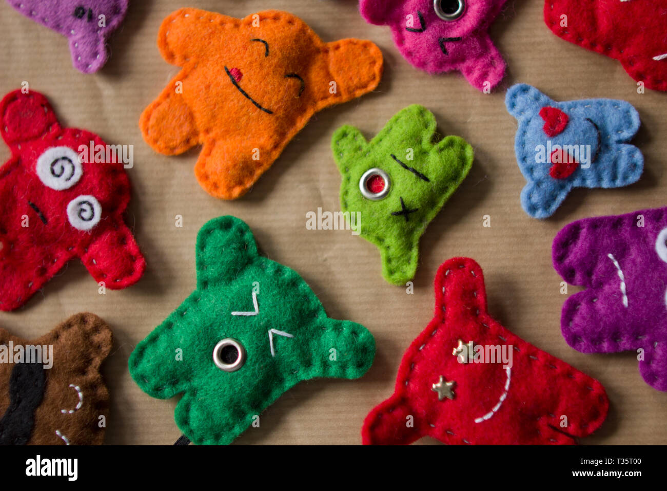 Stitched monsters made of felt Stock Photo - Alamy