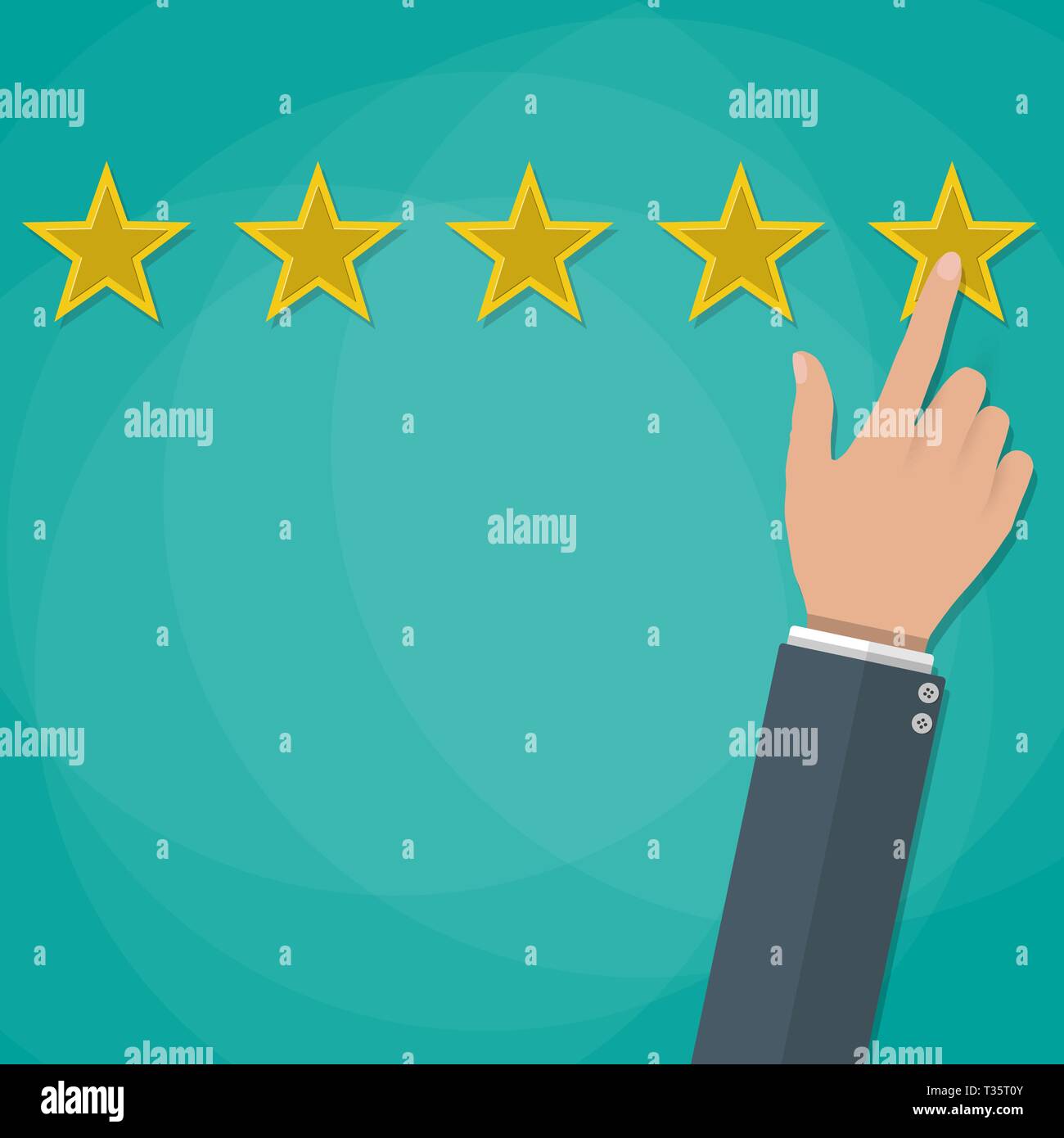 cartoon hand gives a star rating. voting, user review, feedback concept. vector illustration in ...