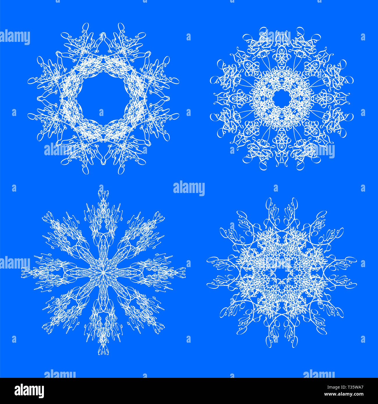 Set of Different Winter White Snowflakes Stock Photo - Alamy