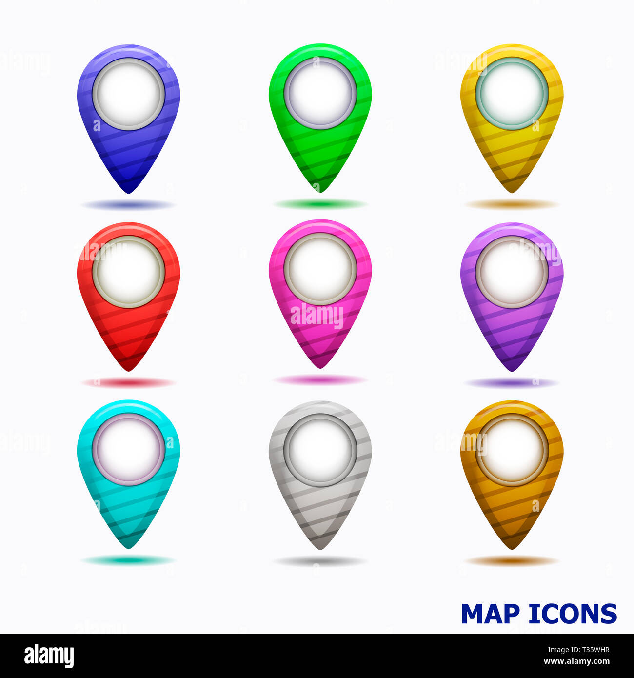 Bright illustration with map icons. Location Icons illustration Stock ...