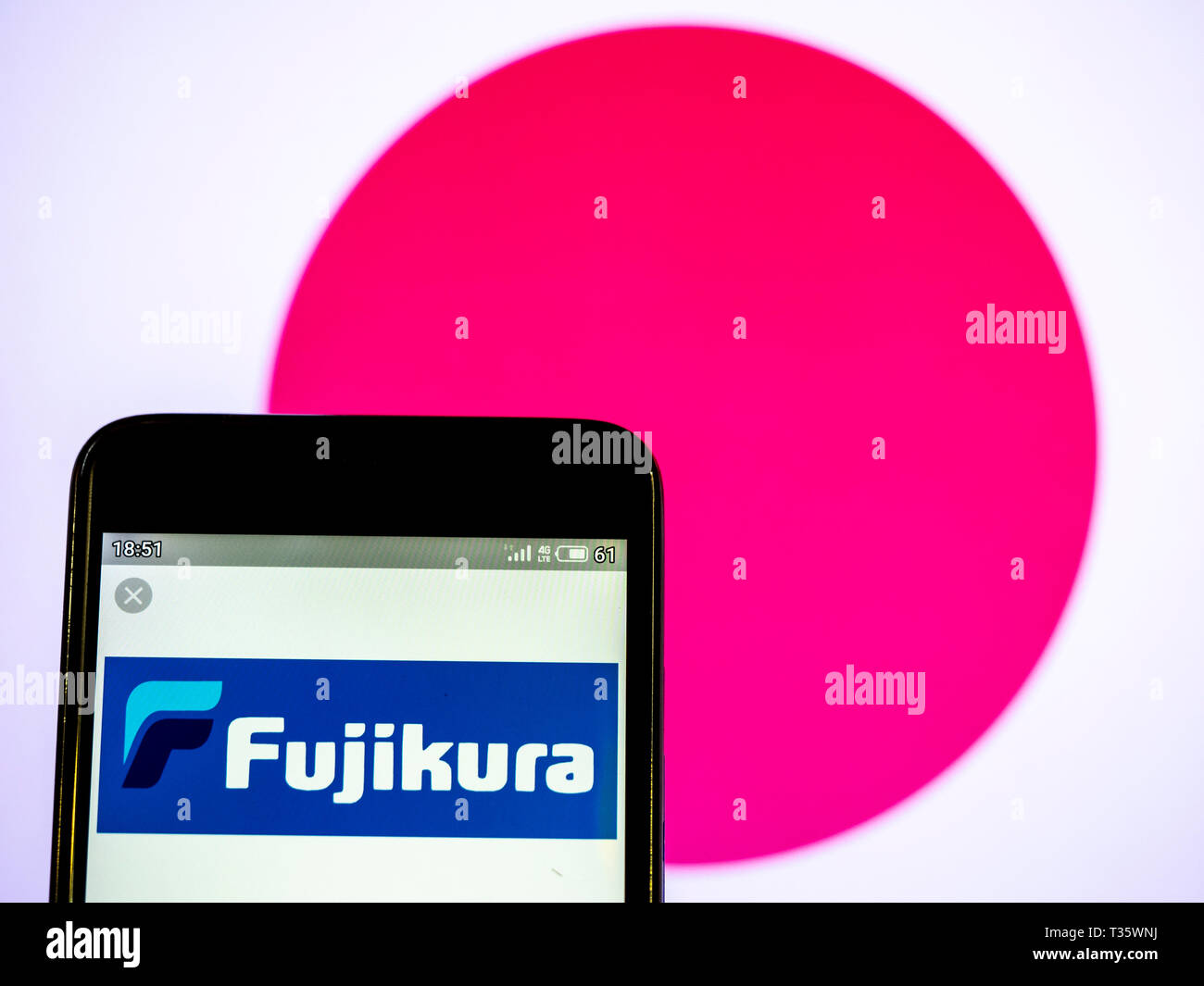 In this photo illustration a Fujikura Ltd. logo seen displayed on a ...