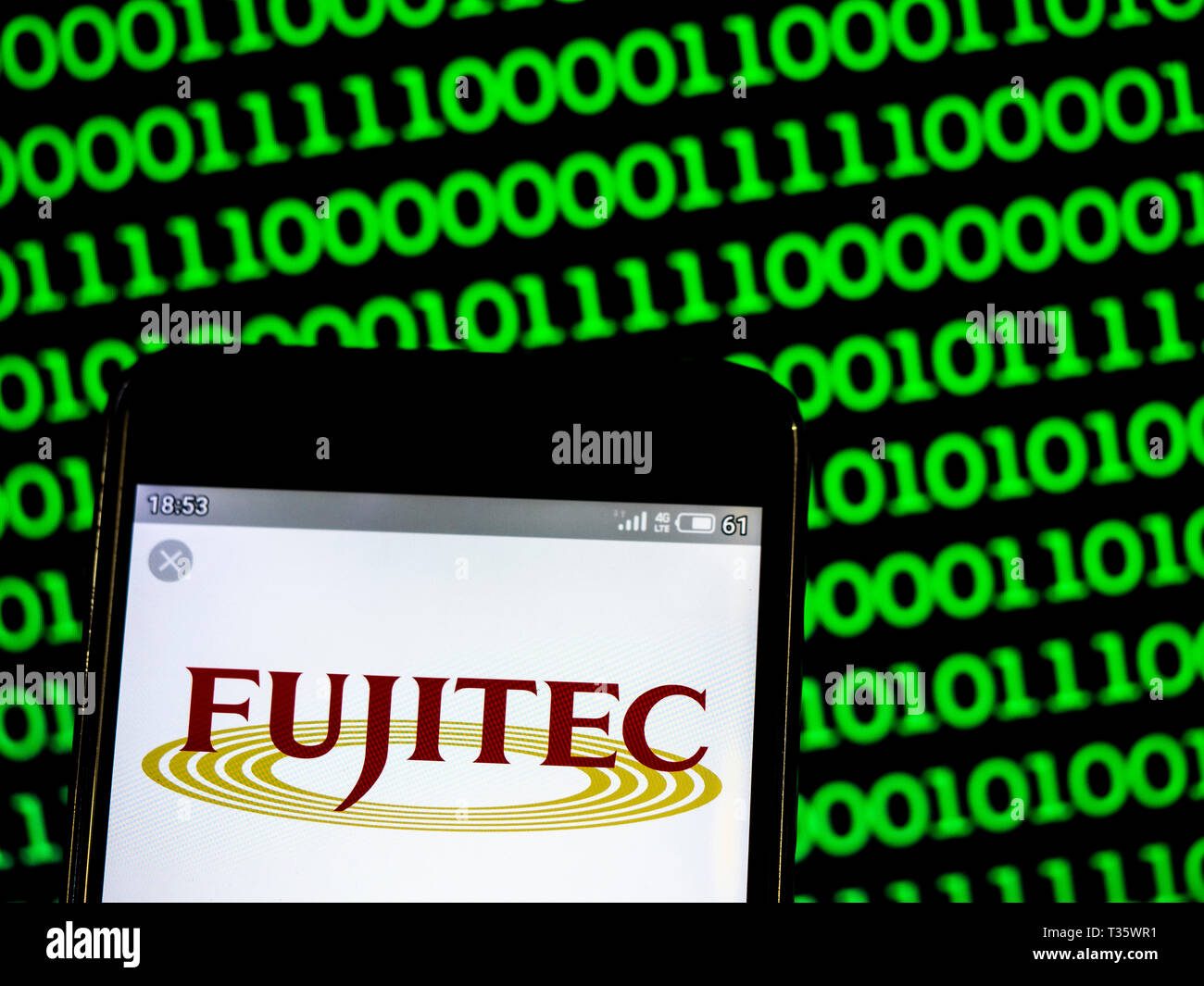 In this photo illustration a Fujitec Co., Ltd. logo seen displayed on a ...