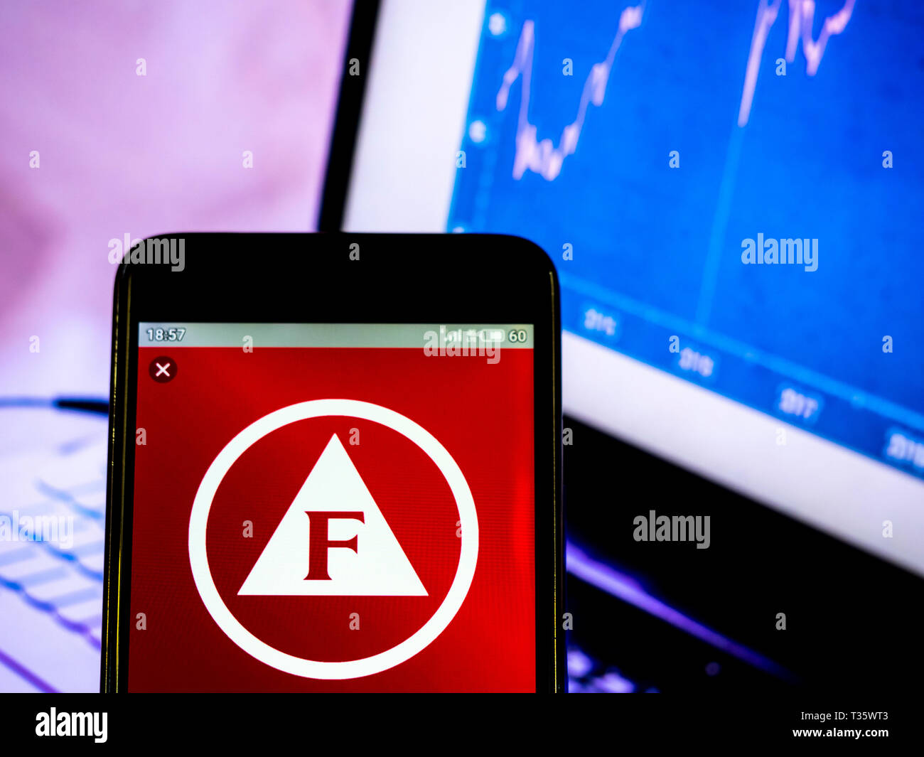 In this photo illustration a Fujitec Co., Ltd. logo seen displayed on a ...