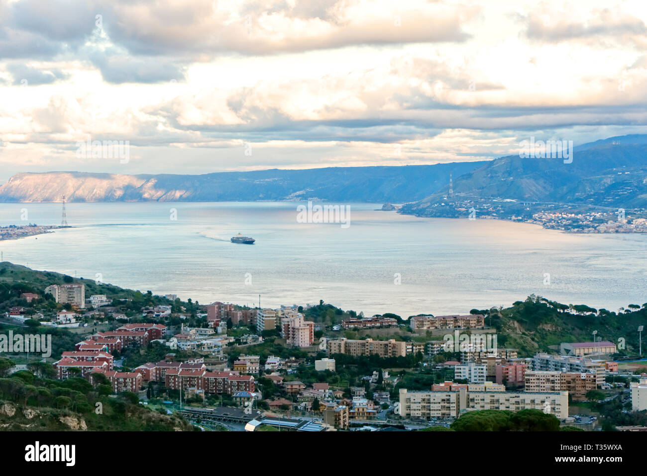 Aerial view of Messina, Sicily and Messina Strait Stock Photo - Alamy