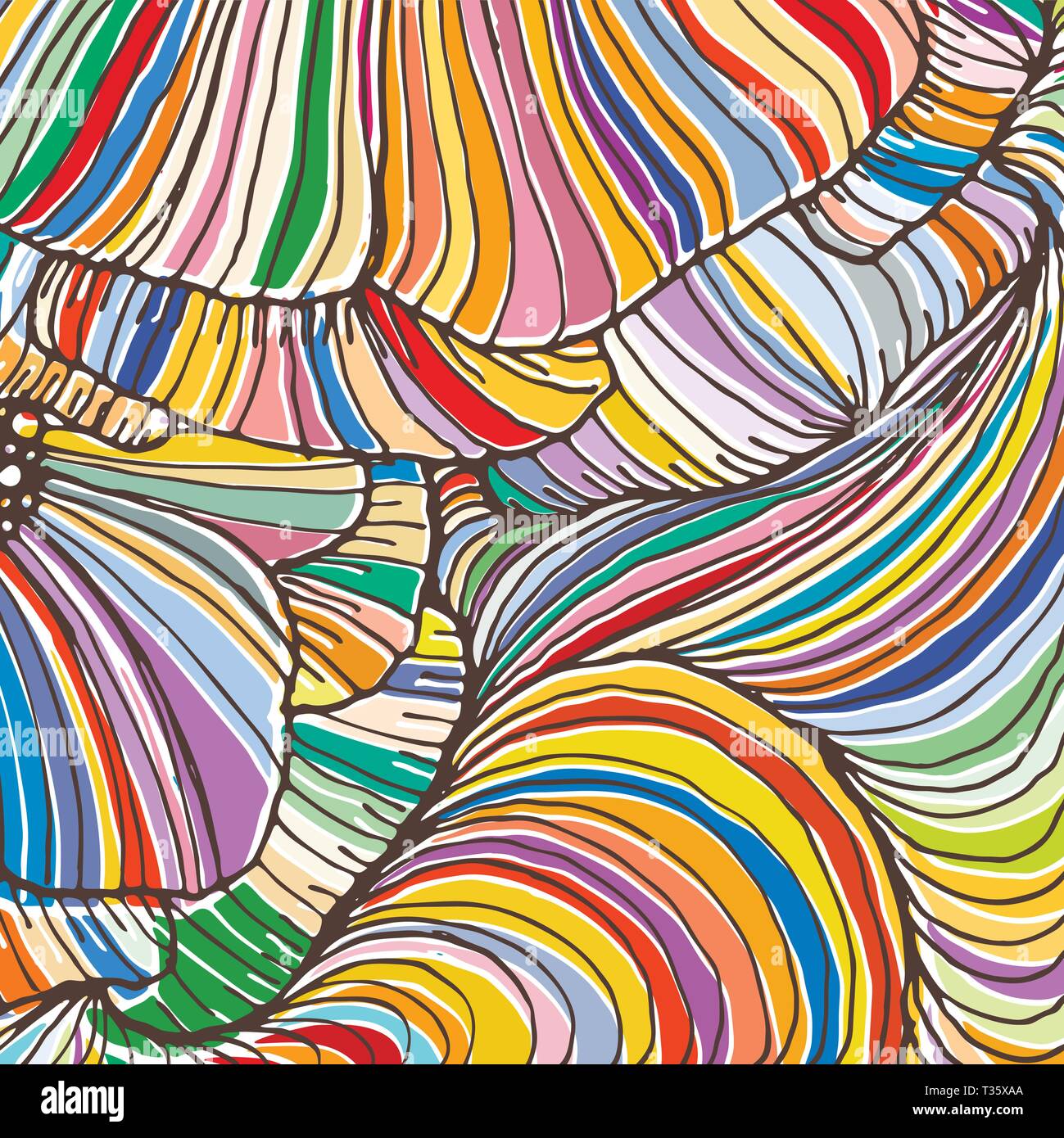 Vector doodle outline abstract ornamental flowers stripe background ...