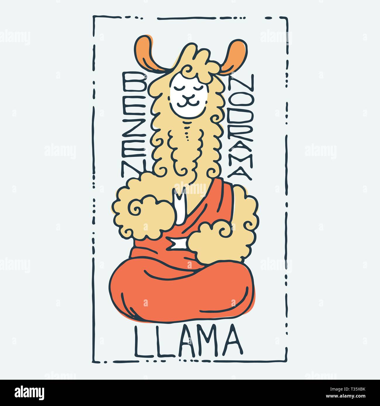 Be zen, no drama. Llama. Cute cartoon animal. Vector clip art ...