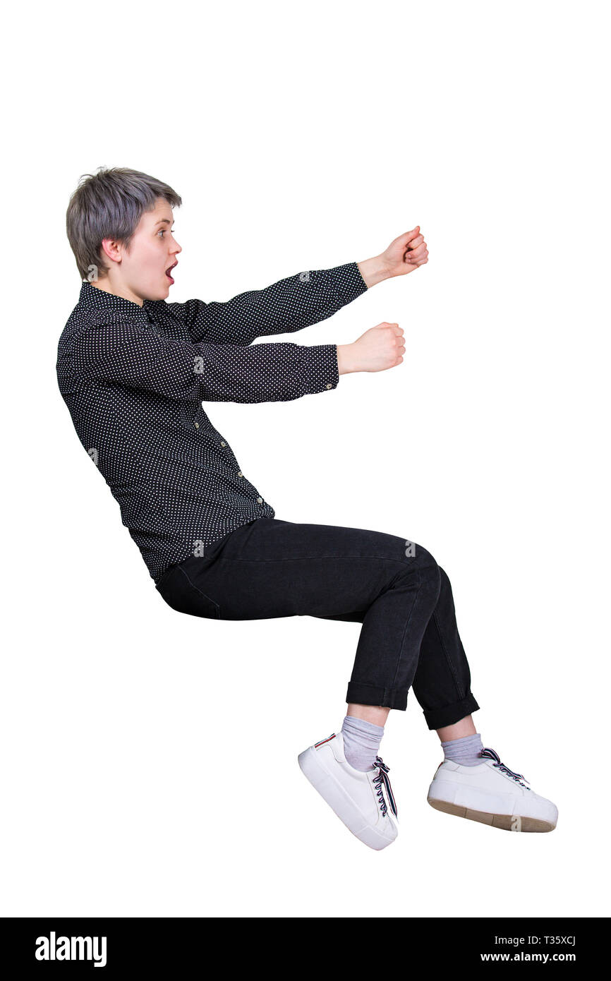 Woman scared full body hi-res stock photography and images - Alamy