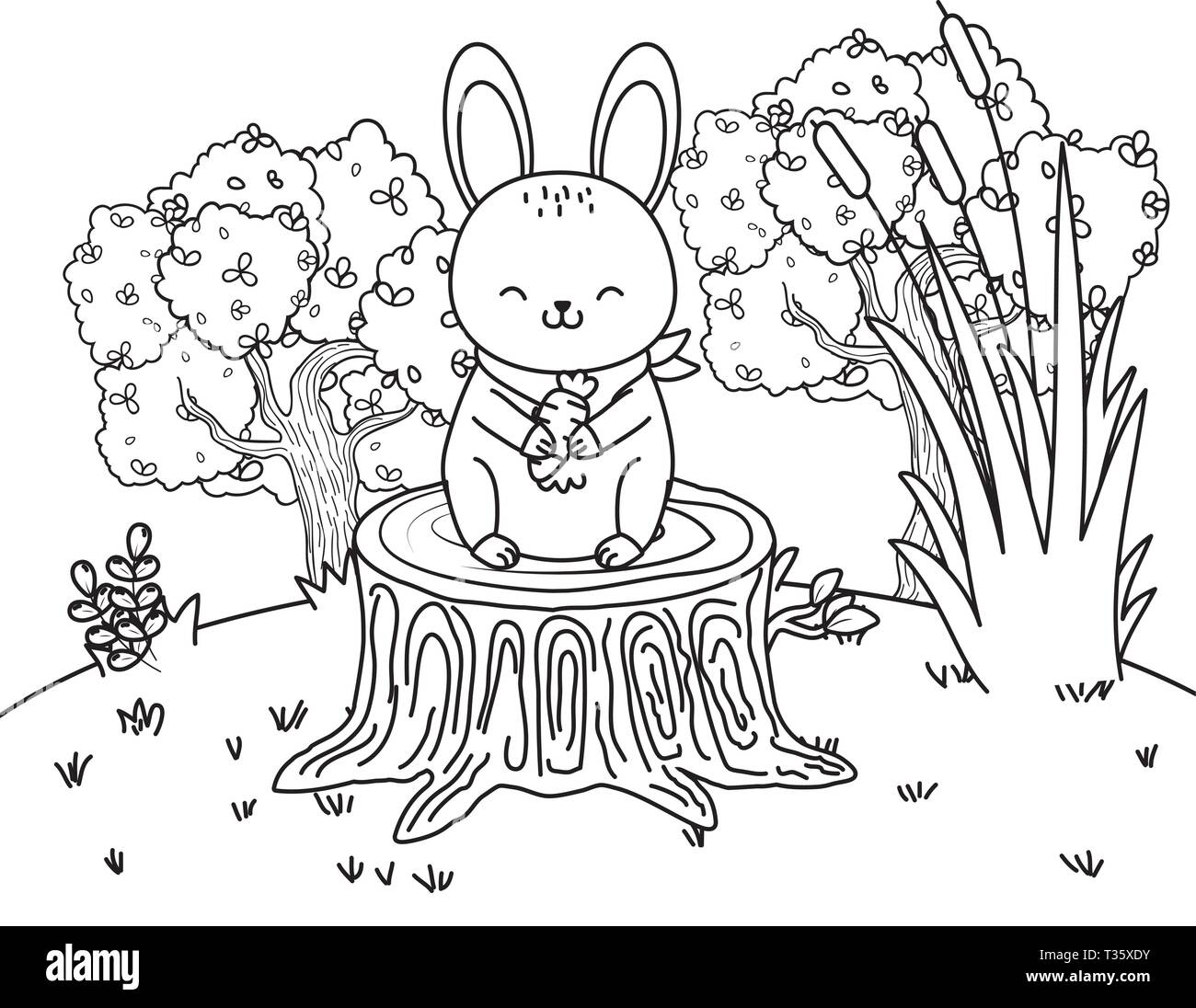 cute little animal rabbit cartoon vector illustration graphic design ...