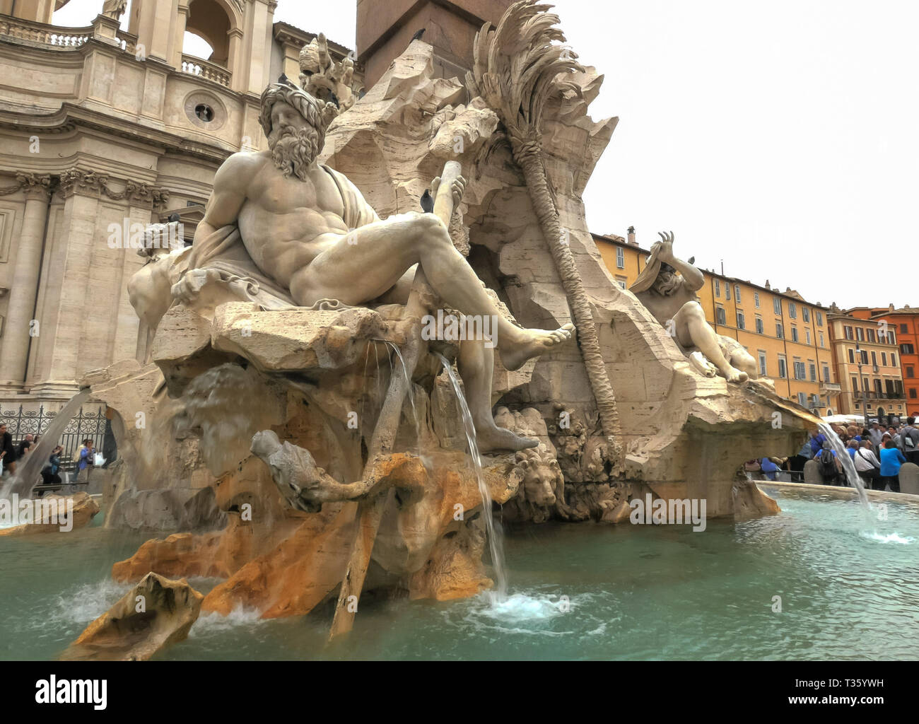 piazza navona four rivers fountain close up Stock Photo - Alamy