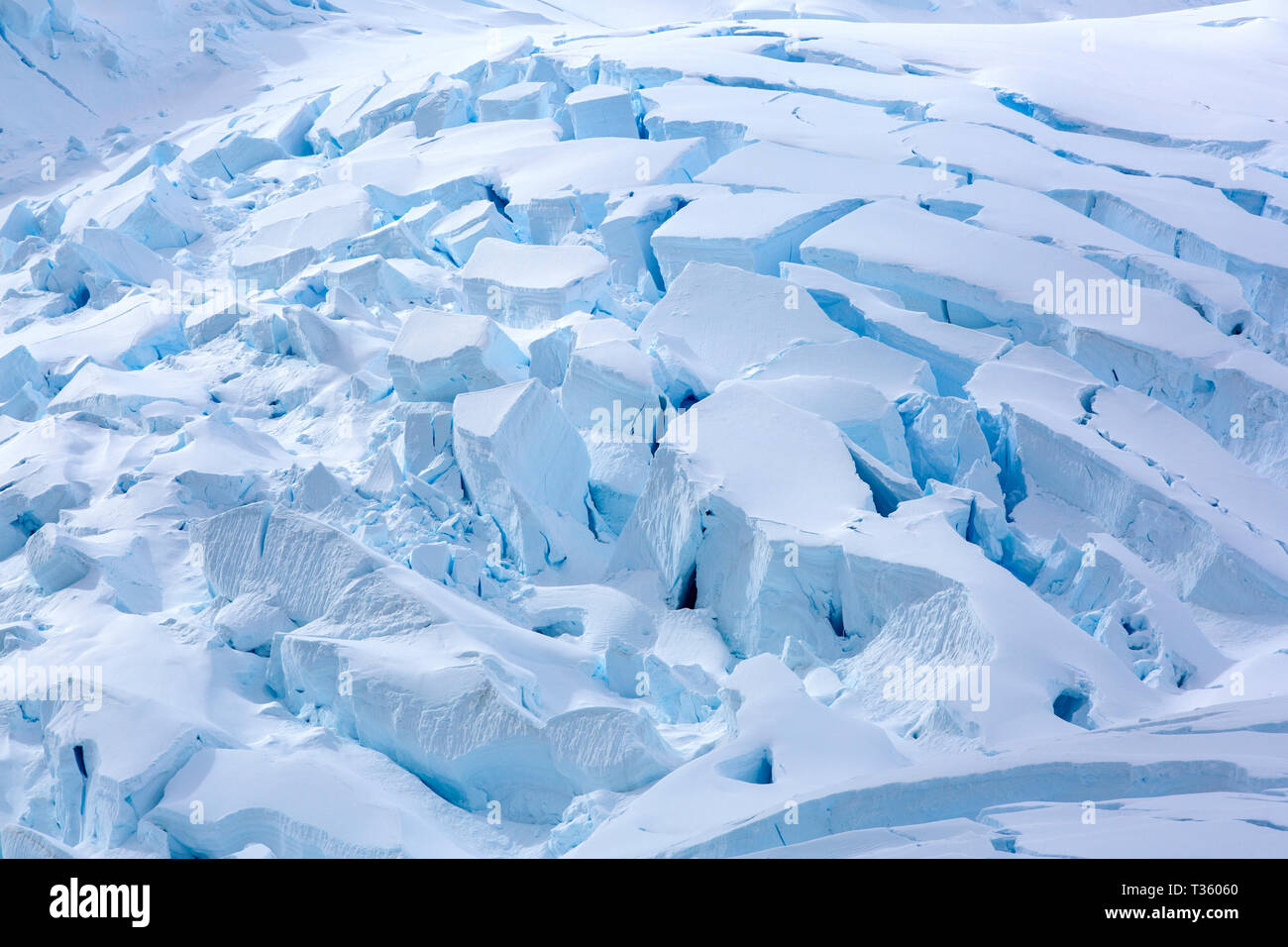Crevasses in the snout of a receding glacier at Neko Harbour in Andvord ...