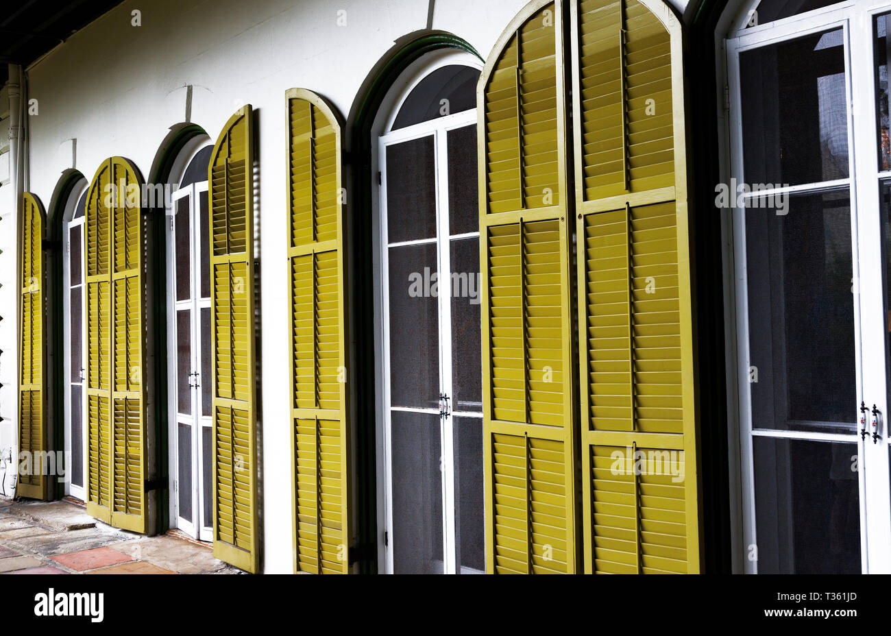 Doors and shutters on the porch of the Hemingway house in Key West ...