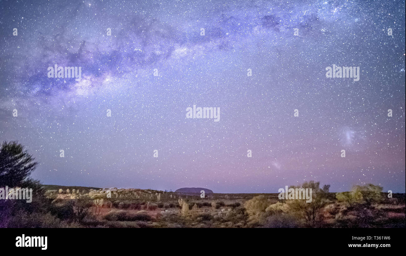 night sky and the milky way at uluru-ayers rock in the northern ...
