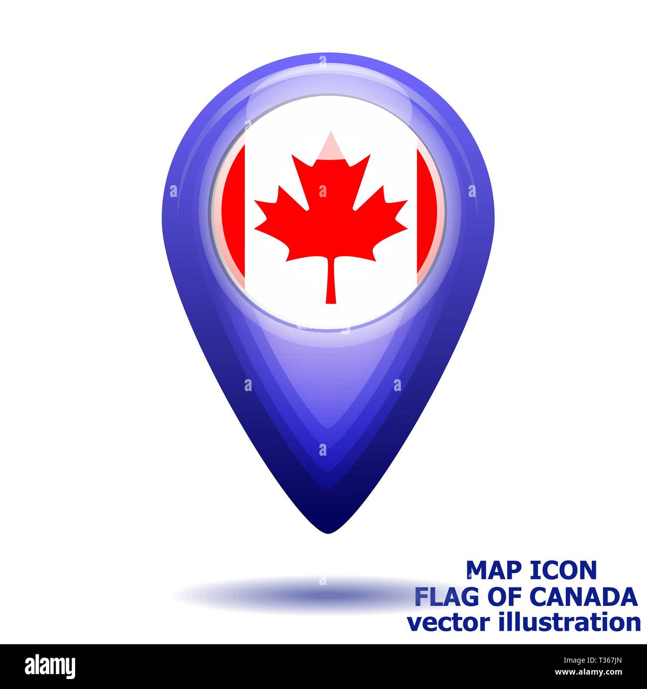 Bright map icon with map of Canada. Location Icon vector. Vector ...
