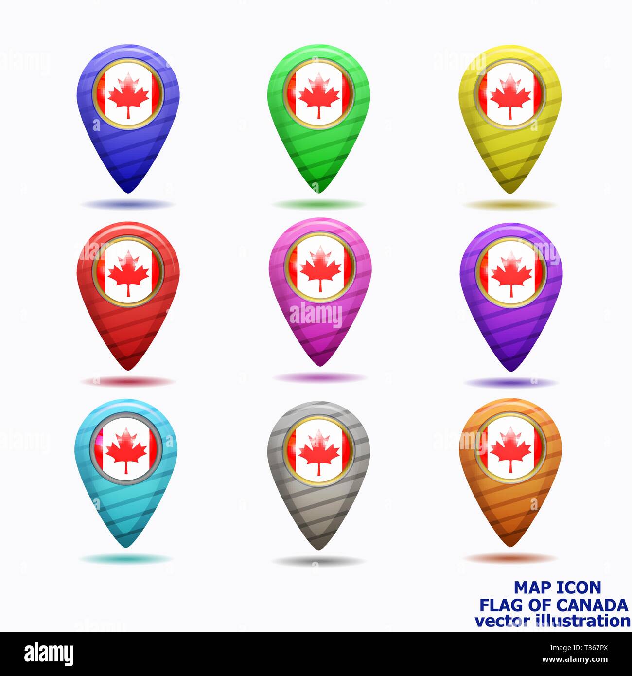 Bright map icon with map of Canada. Location Icon vector. Vector ...