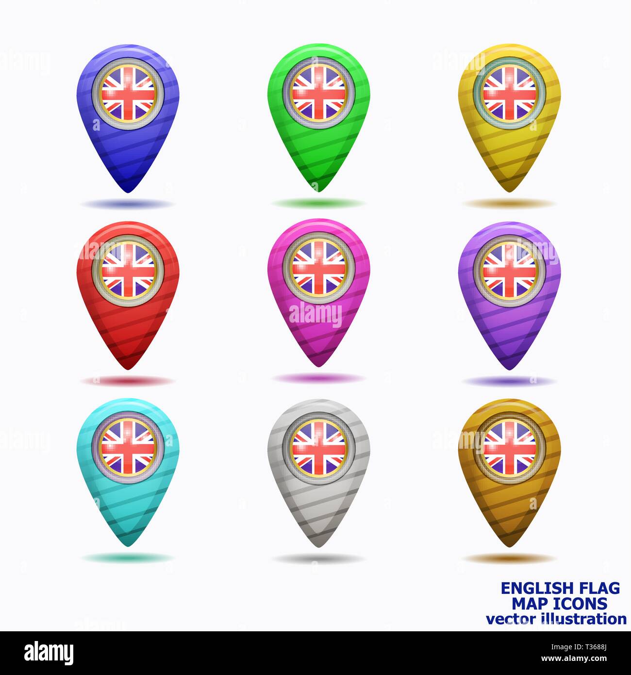 Bright map icon with map of England. Location Icon vector. Vector ...
