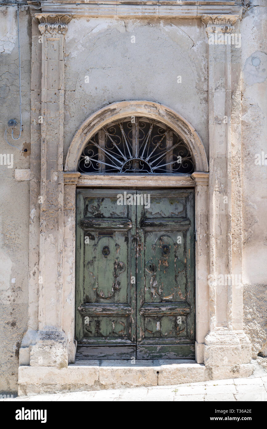 Ancient doorway in Modica Alta famous for its Baroque architecture ...